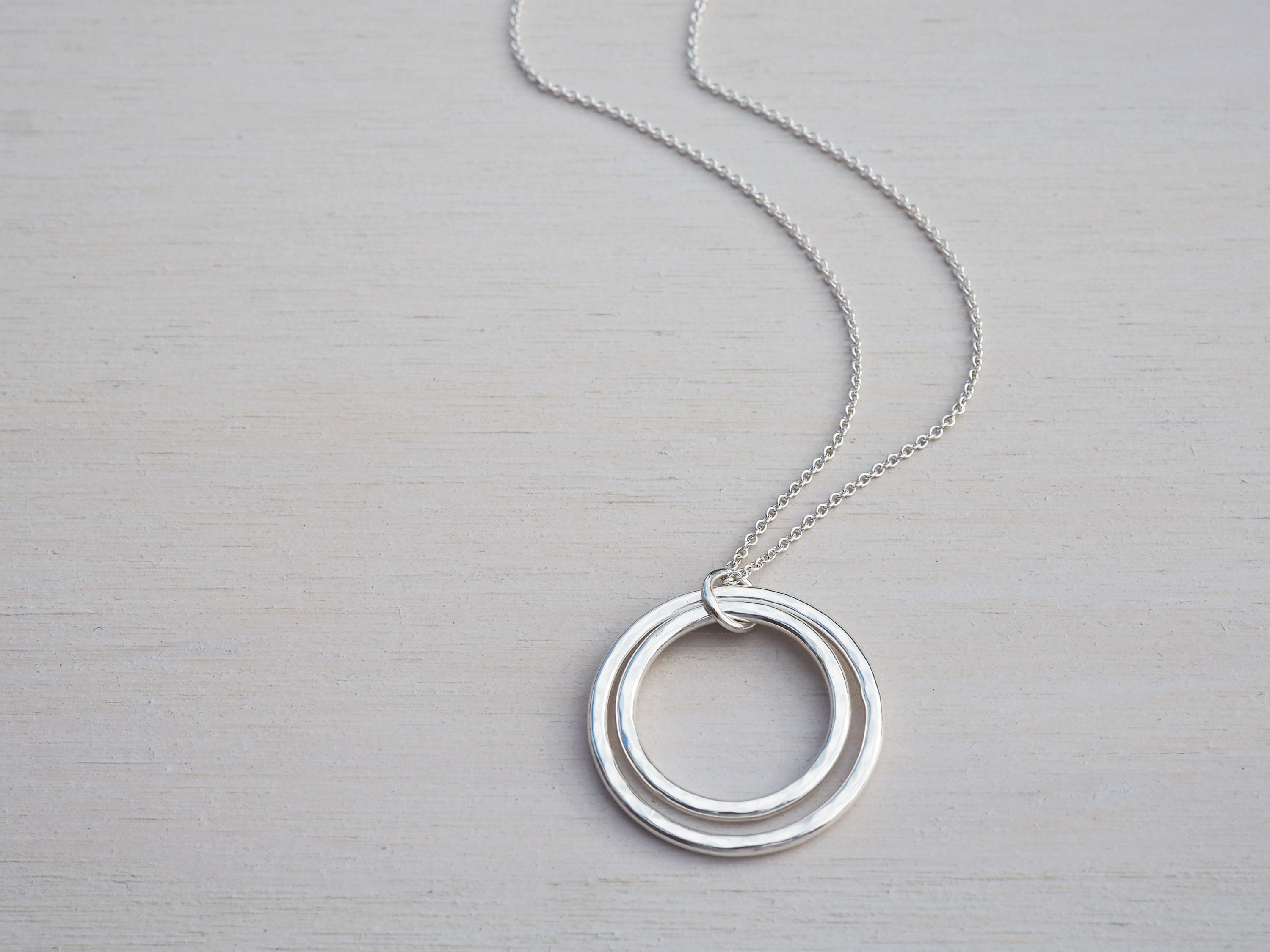 Silver Circles Necklace Sterling Silver Hammered Finish | Etsy