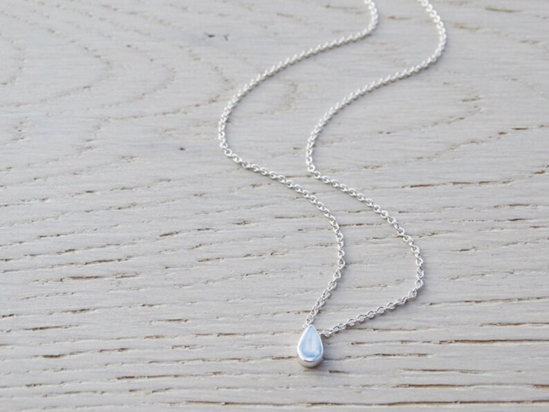 Tiny Silver Rain Drop Necklace Sterling Silver - Etsy UK