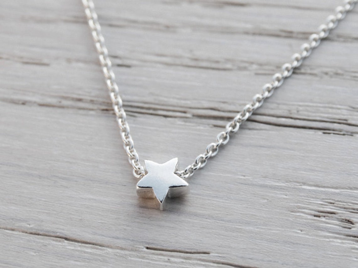 Tiny Silver Star Necklace Sterling Silver | Etsy