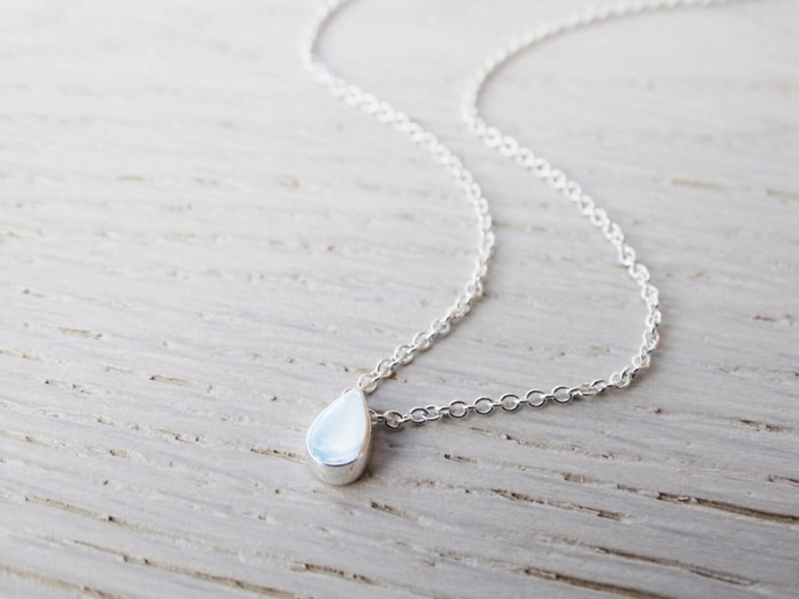 Tiny Silver Rain Drop Necklace Sterling Silver - Etsy UK