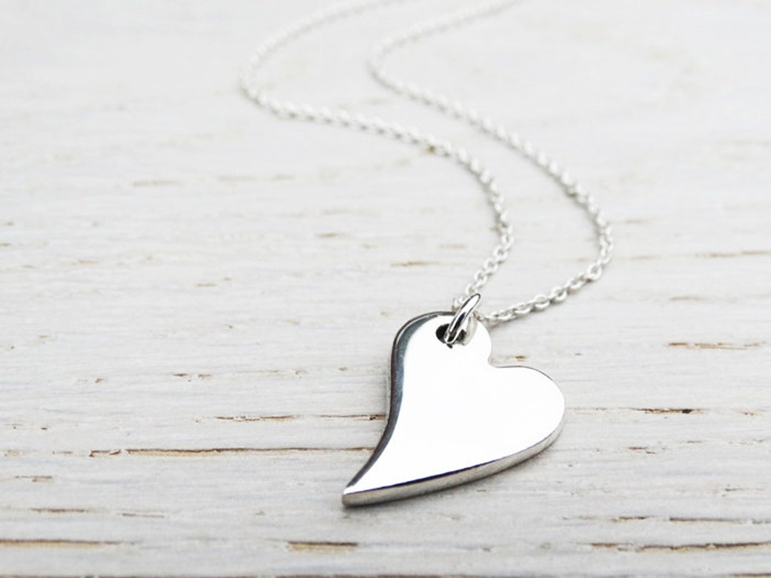 Solid Silver Heart Necklace | Sterling Silver - Etsy