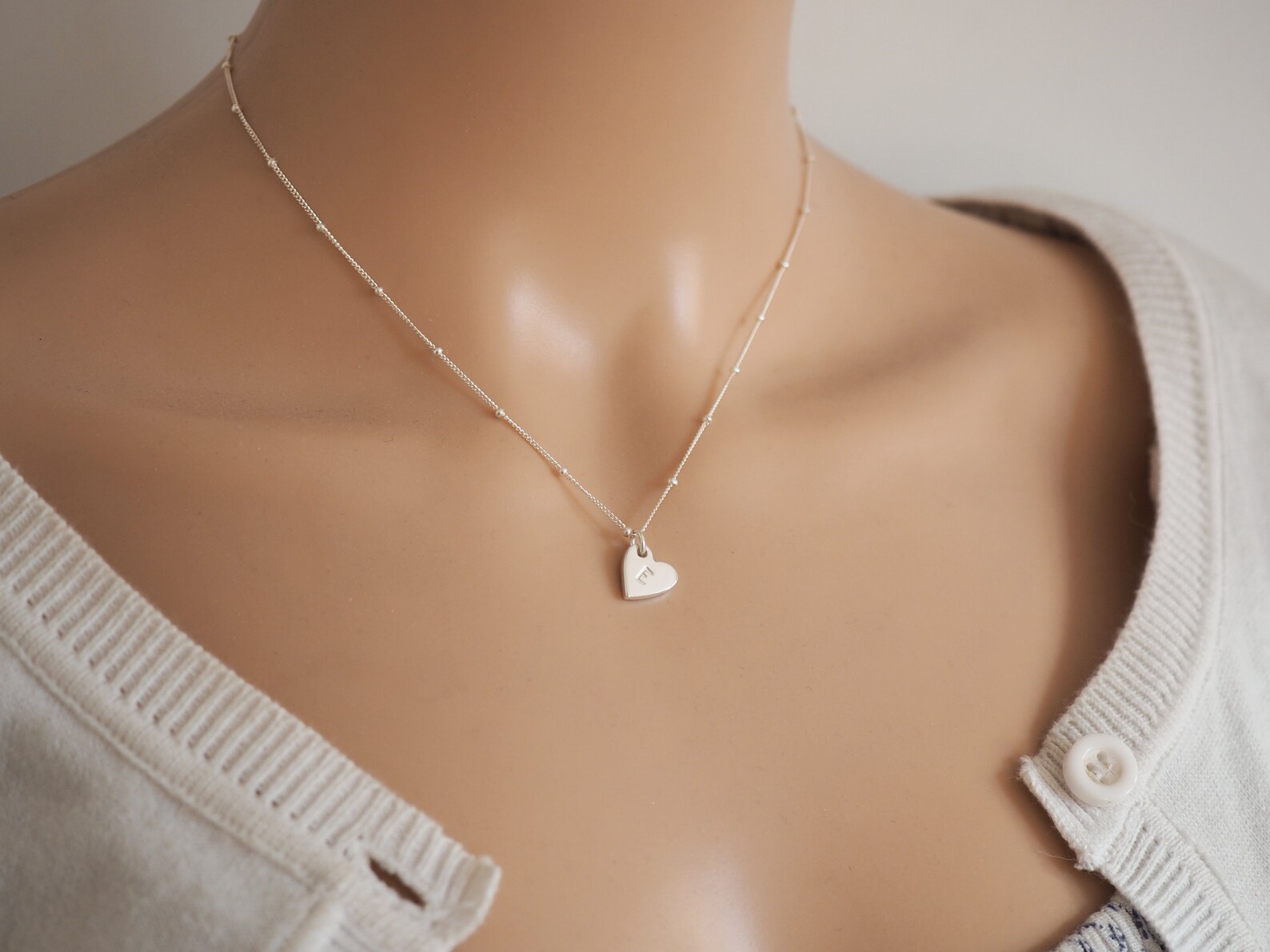 Silver Heart Necklace Personalised Sterling Silver - Etsy UK