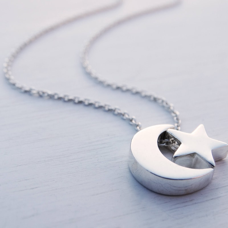 Moon and Star Necklace - Etsy