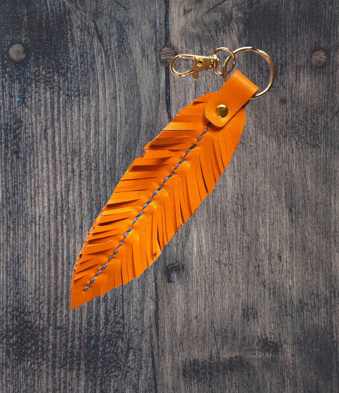 Leather Feather Keychain - Etsy