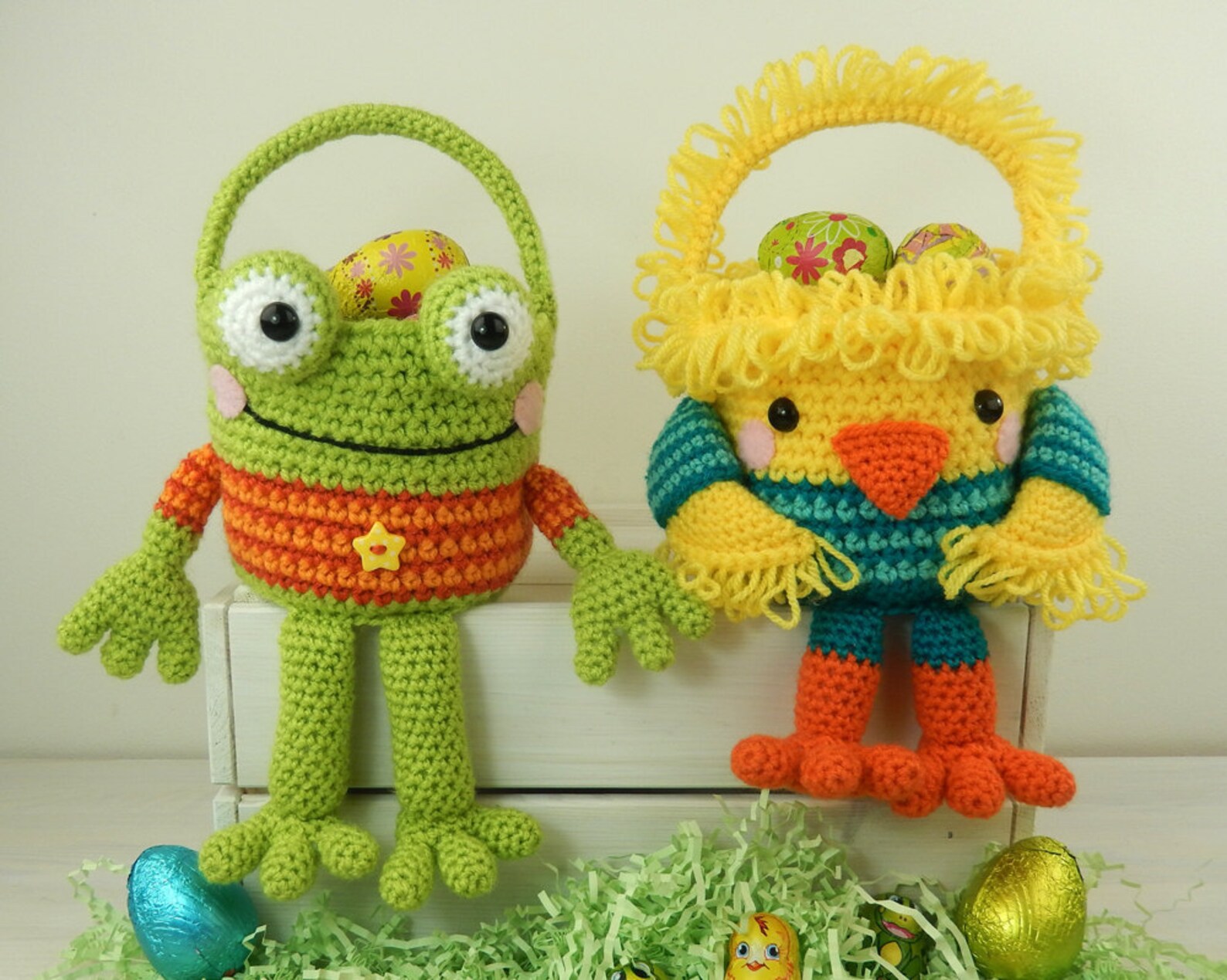 Chick and Frog Easter Baskets Amigurumi Crochet Pattern - Etsy UK