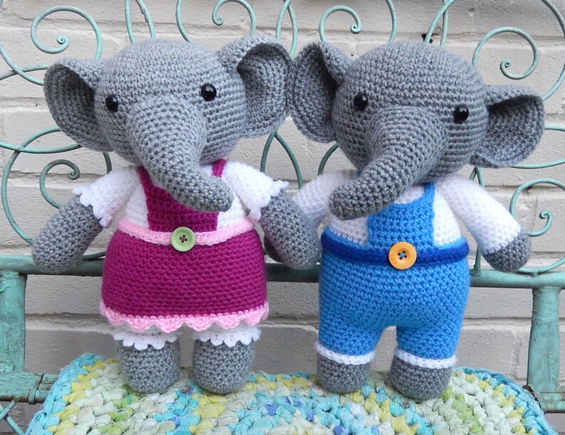 Crochet Pattern - Eleanor and Elijah Elephant - Amigurumi - Etsy