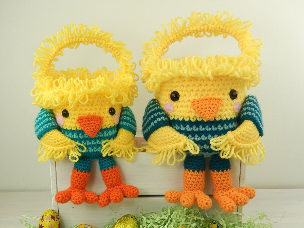 Chick and Frog Easter Baskets Amigurumi Crochet Pattern - Etsy