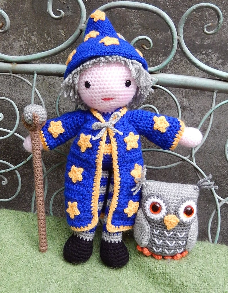 Merlin & Hoots Wizard and Owl Dolls Amigurumi Crochet - Etsy