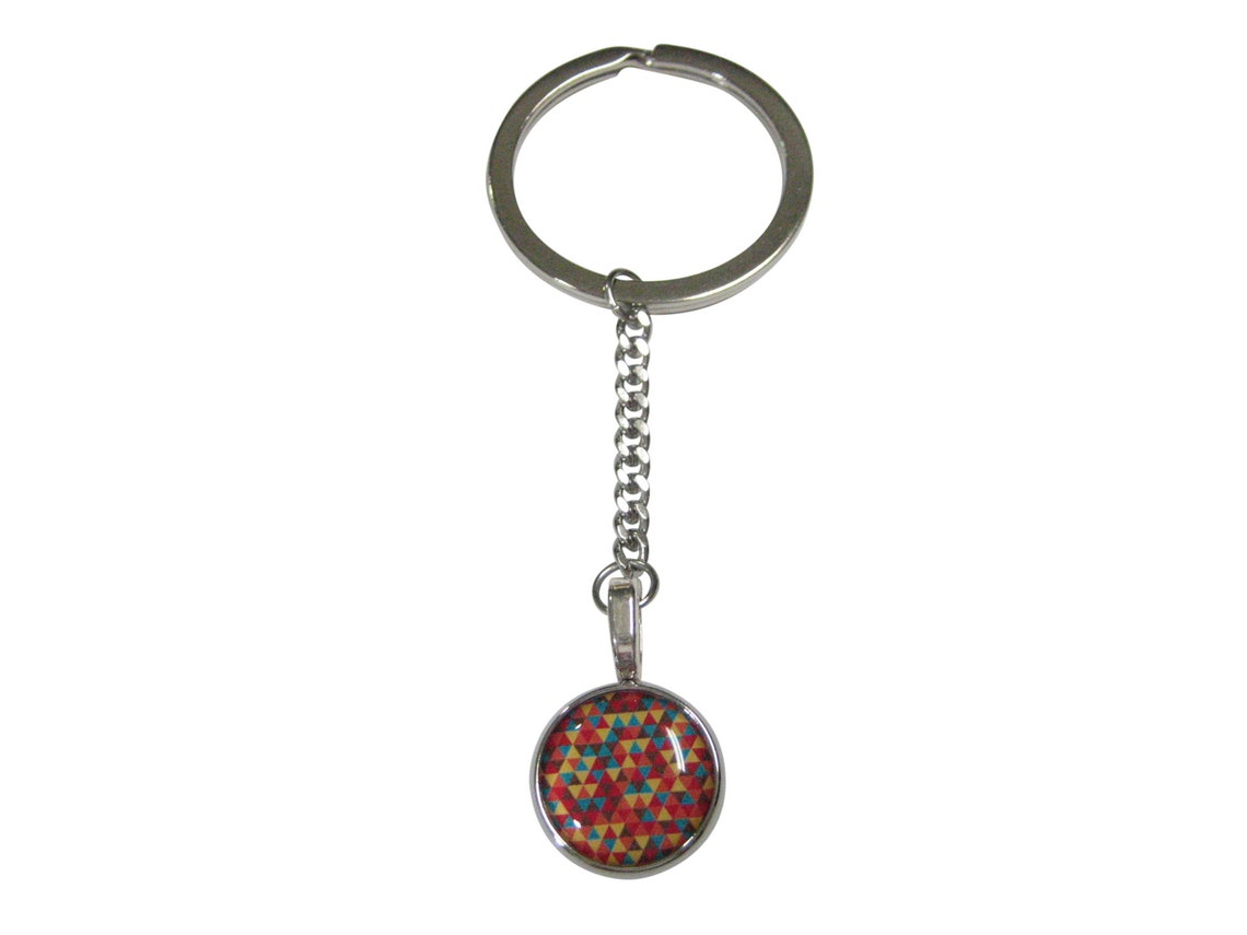Colorful Geometric Triangle Design Pendant Keychain - Etsy
