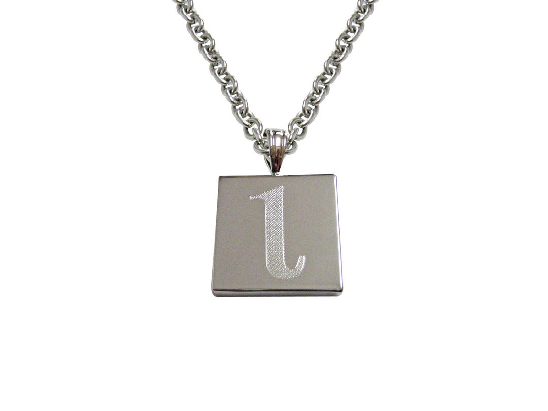 Silver Toned Etched Greek Letter Lota Pendant Necklace - Etsy UK