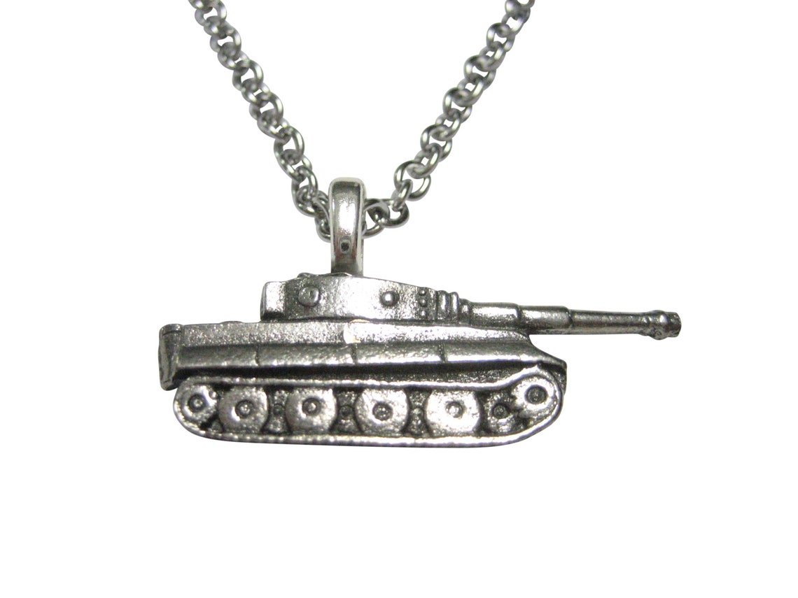 Silver Toned Textured Panzer War Tank Pendant Necklace - Etsy