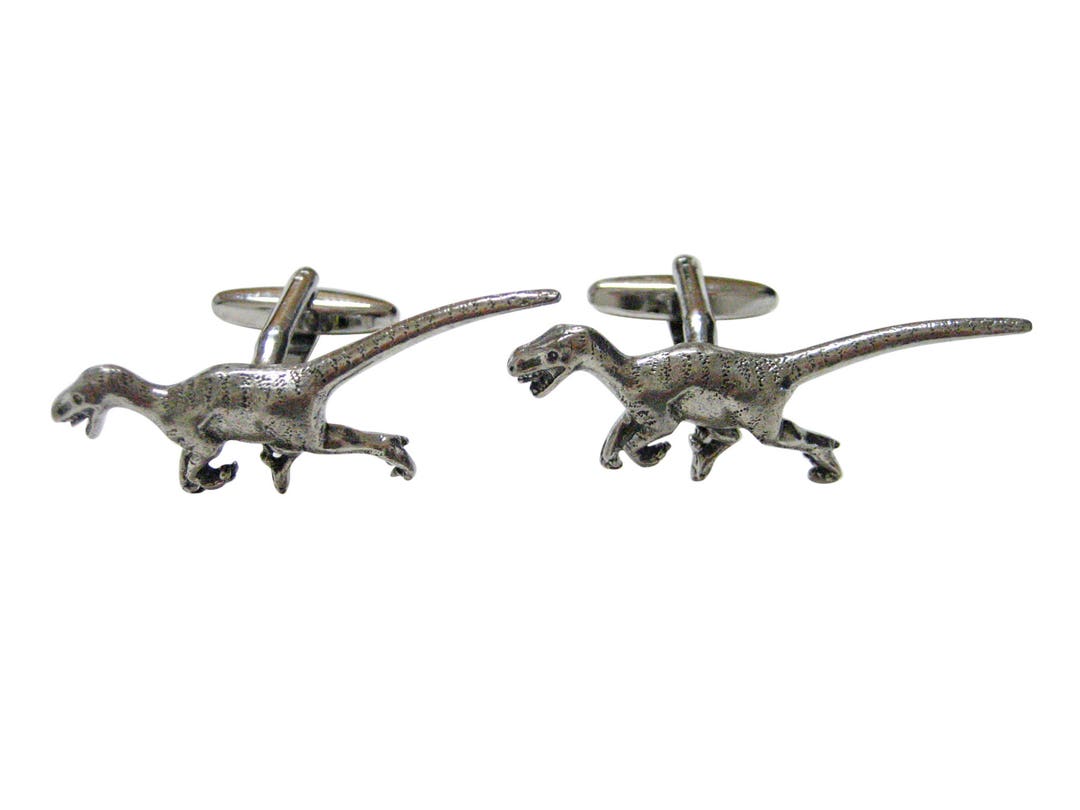 Silver Toned Textured Velociraptor Dinosaur Cufflinks - Etsy