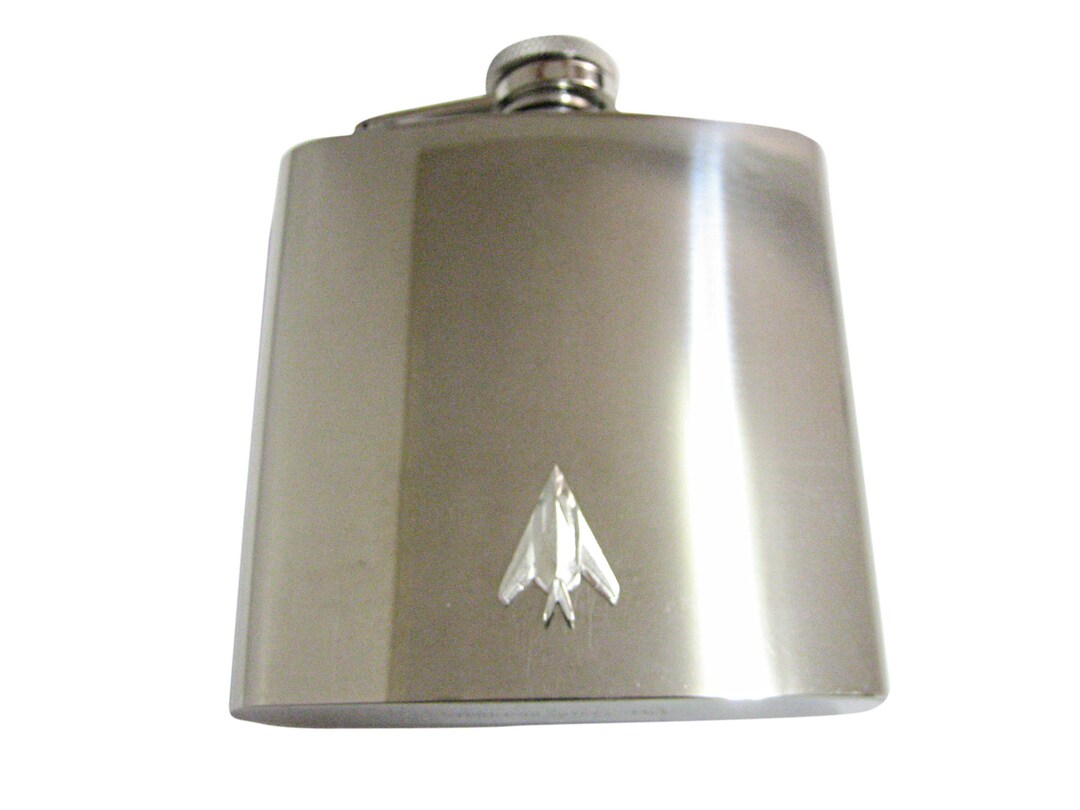 Silver Toned Stealth Fighter Plane 6 Oz. Stainless Steel Flask - Etsy