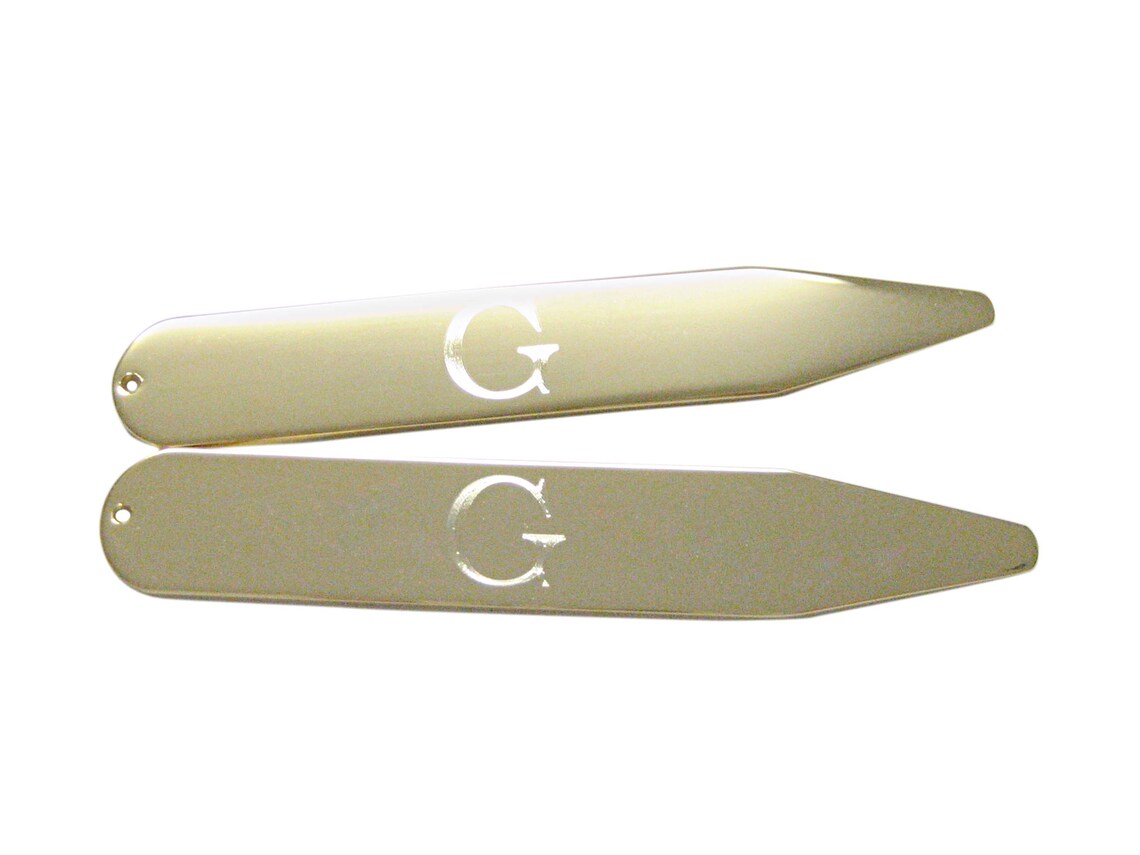 Gold Toned Etched Letter G Monogram Collar Stays - Etsy