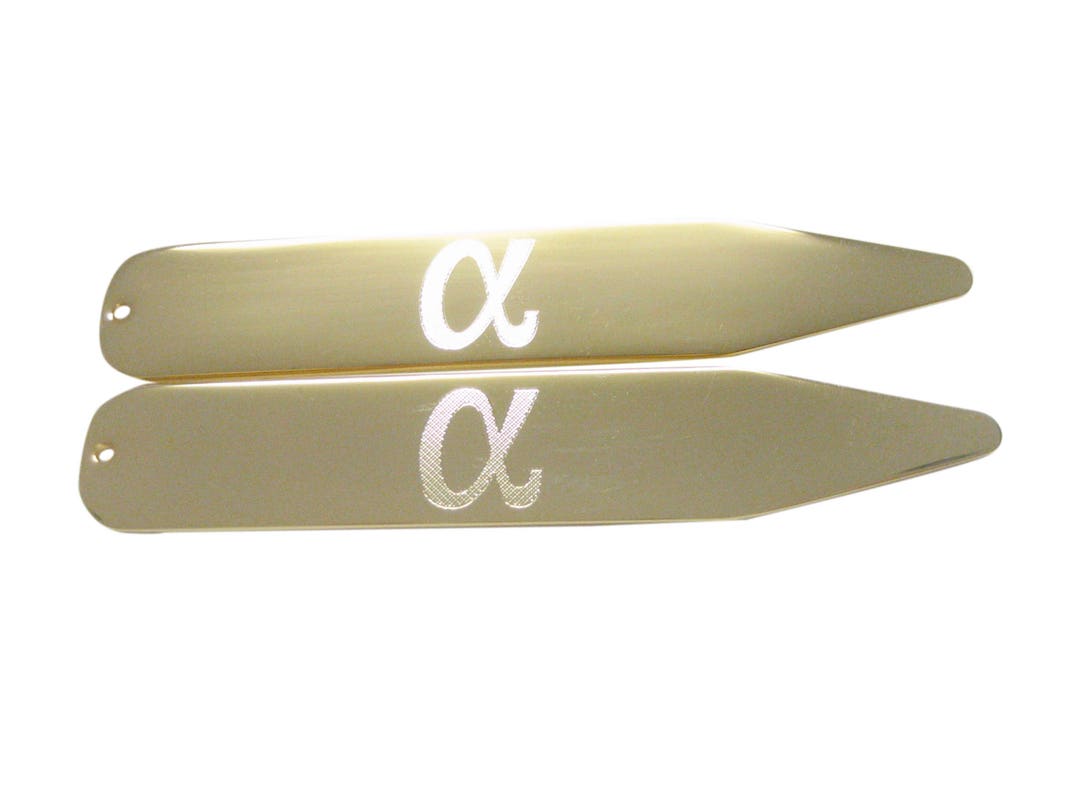 Gold Toned Etched Greek Letter Alpha Collar Stays - Etsy