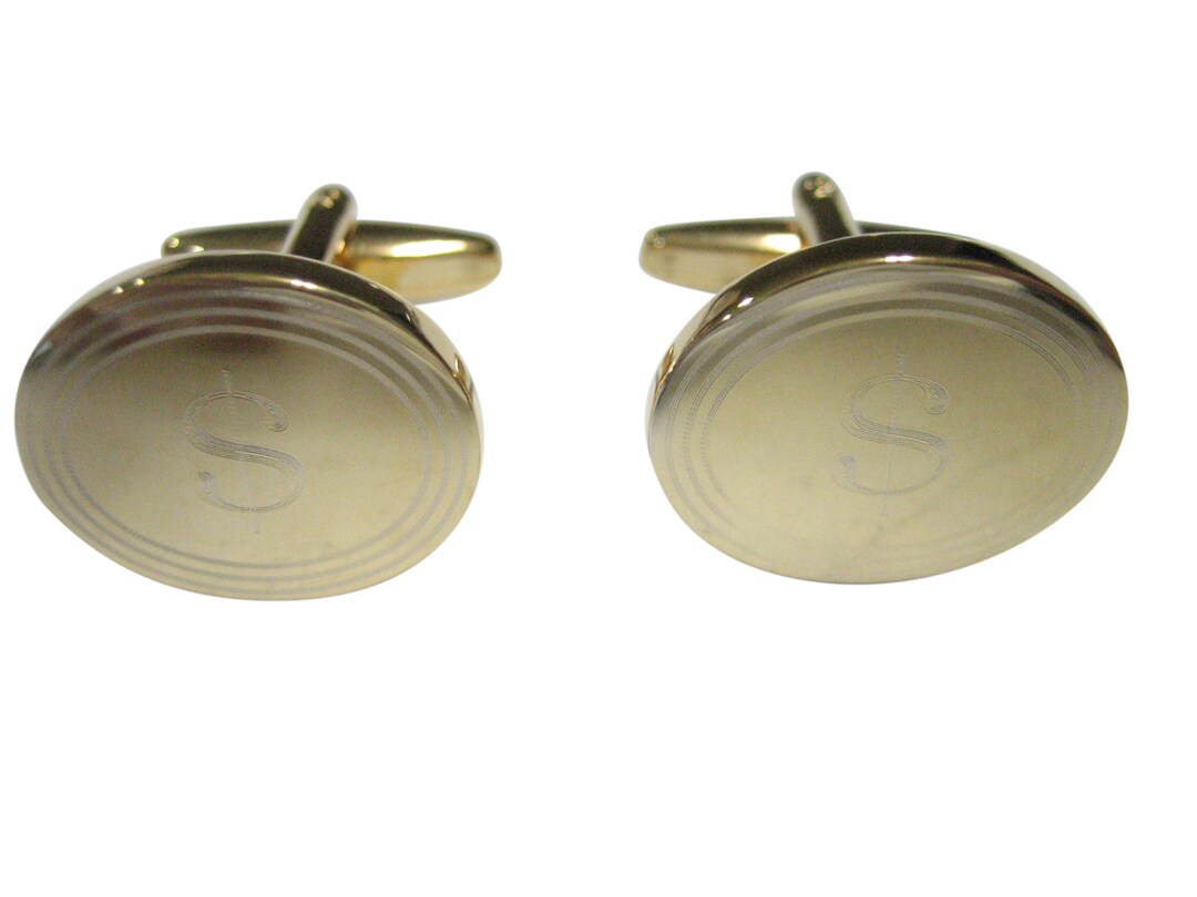 Gold Toned Etched Oval U.S. Dollar Sign Cufflinks - Etsy