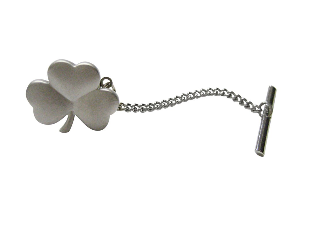 Silver Toned Shamrock Clover Pendant Tie Tack - Etsy