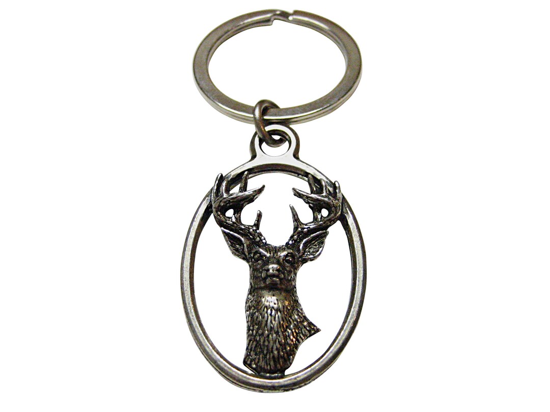 White Tailed Stag Deer Head Oval Key Chain - Etsy
