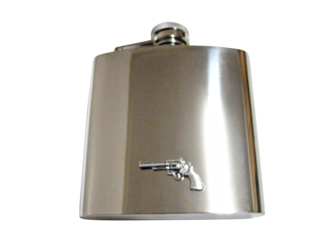 Modern Revolver Gun 6 Oz. Stainless Steel Flask - Etsy