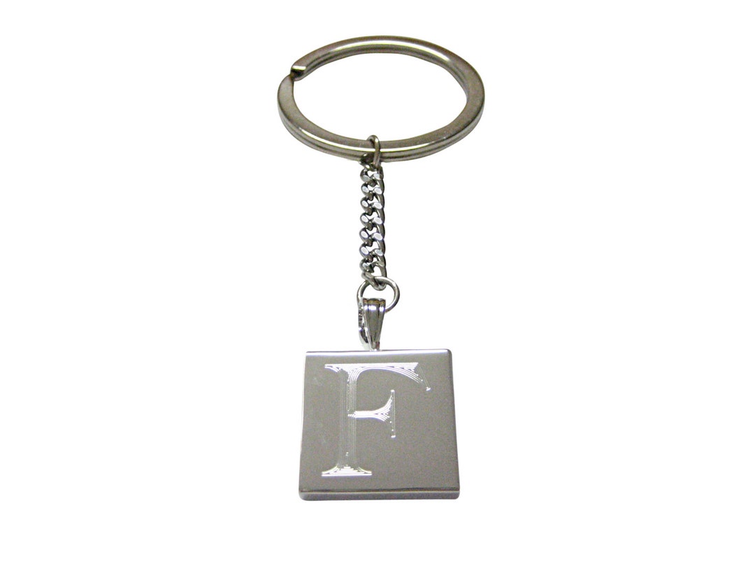 Letter F Etched Monogram Pendant Keychain - Etsy