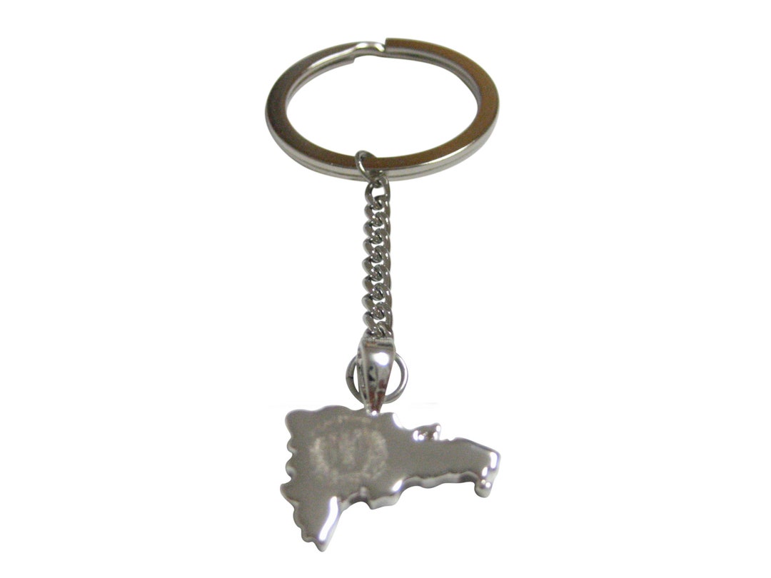 Dominican Republic Map Shape and Flag Design Pendant Keychain - Etsy