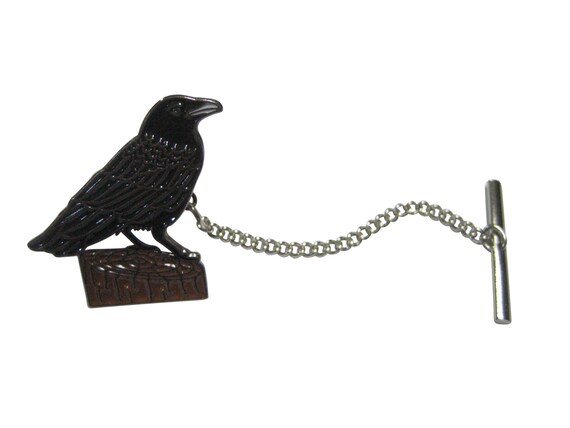Colored Perched Crow Raven Bird Tie Tack | Etsy