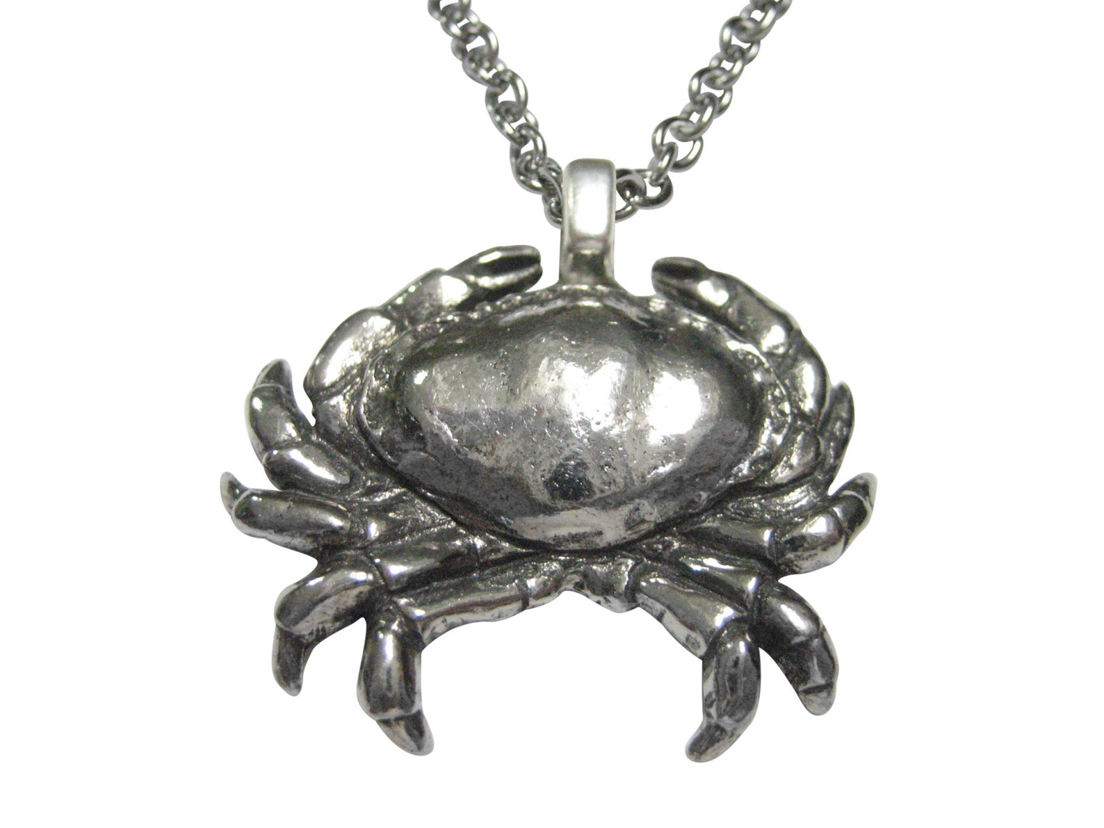 Silver Toned Detailed Crab Pendant Necklace - Etsy