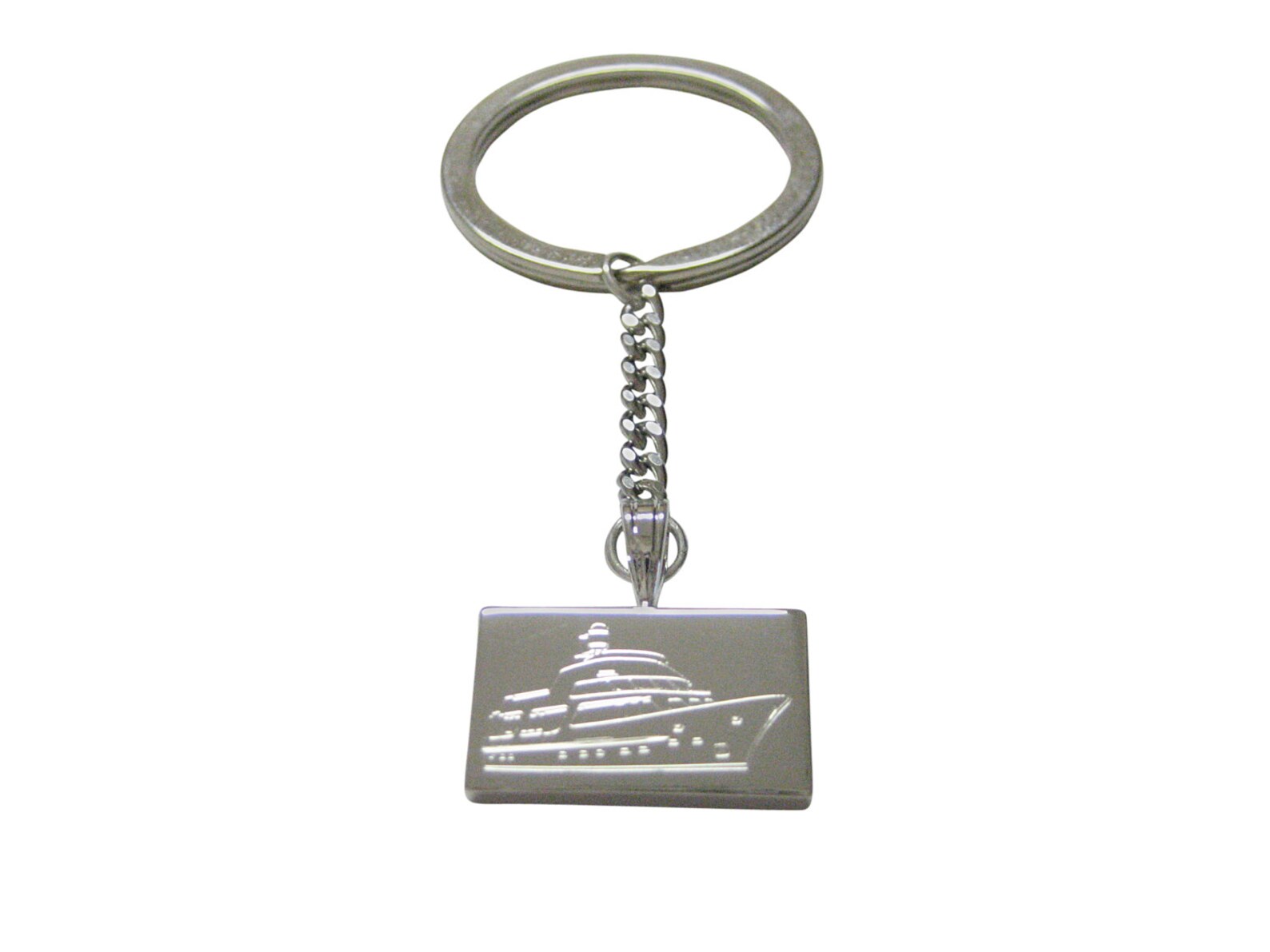 Silver Toned Etched Boat Keychain - Etsy