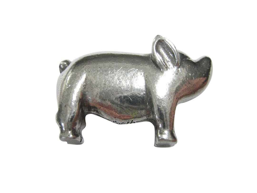 Silver Toned Round Fat Pig Magnet - Etsy