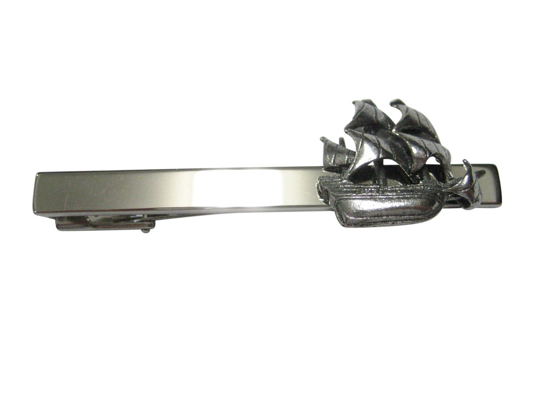 Silver Toned Simple Galleon Old Ship Square Tie Clip - Etsy