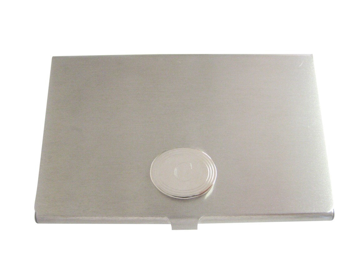 Silver Toned Etched Oval Letter C Monogram Business Card - Etsy