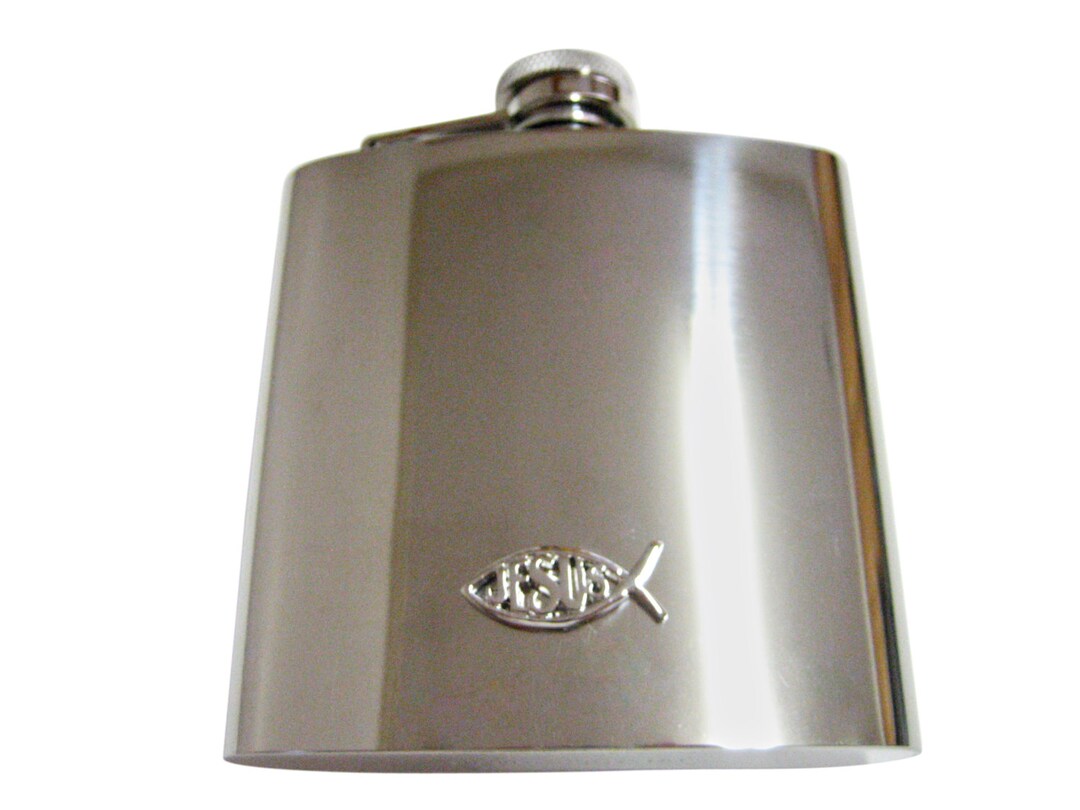 Silver Toned Religious Jesus Fish 6 Oz. Stainless Steel Flask - Etsy