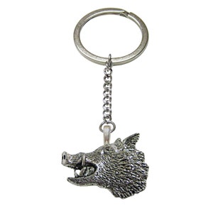Side Facing Razorback Wild Boar Head Pendant Keychain - Etsy