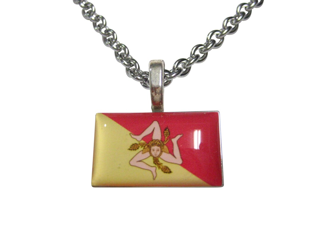 Sicily Flag Pendant Necklace - Etsy