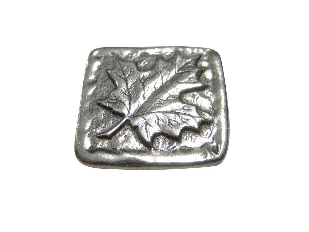 Silver Toned Square Maple Leaf Magnet - Etsy