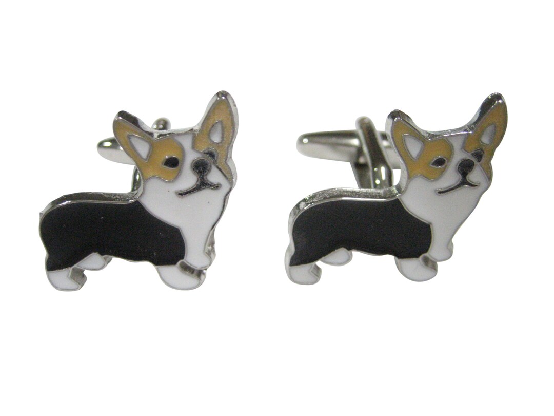 Black and Beige Toned Corgi Dog Cufflinks - Etsy