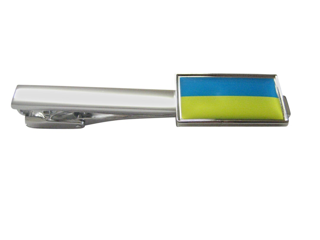 Thin Bordered Ukraine Flag Pendant Square Tie Clip - Etsy