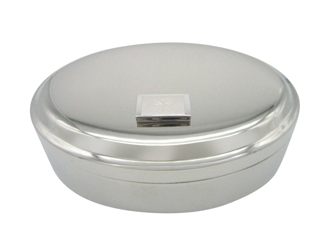 Silver Toned Etched Indiana State Flag Pendant Oval Trinket Jewelry Box ...