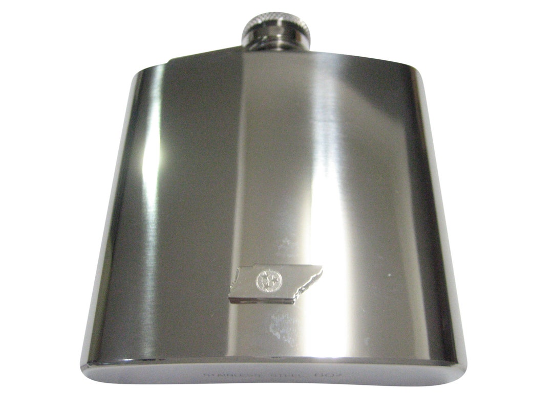 Tennessee State Map Shape and Flag Design 6 Oz. Stainless Steel Flask ...