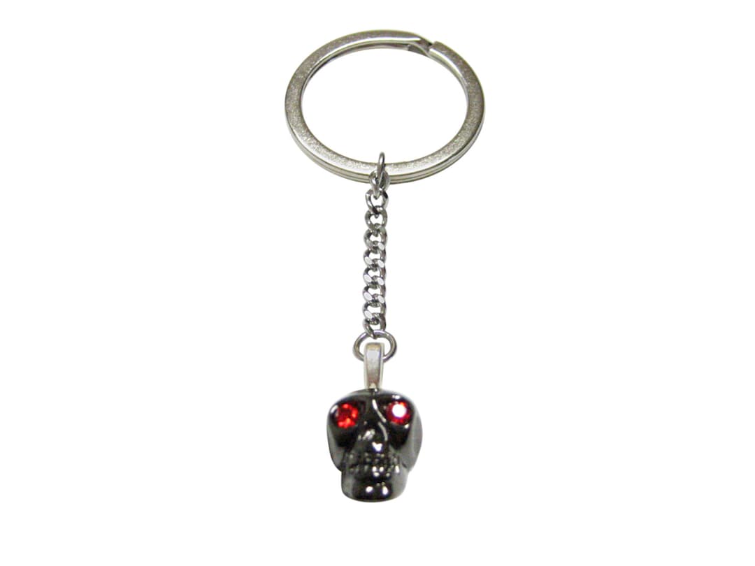 Skull With Red Eyes Pendant Keychain - Etsy