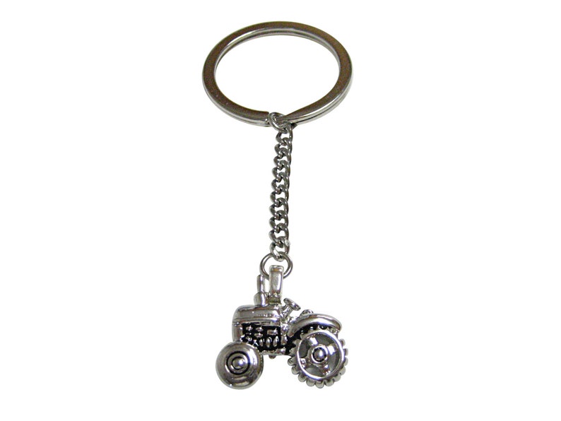 Black and Silver Farming Tractor Keychain - Etsy