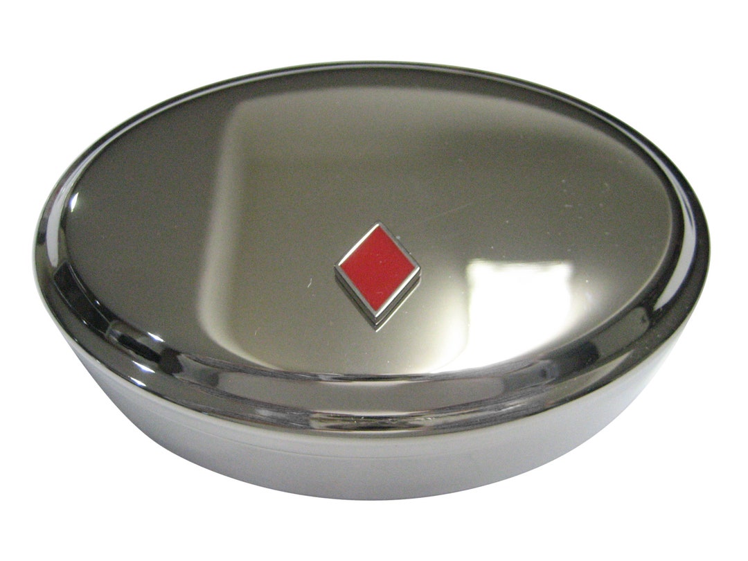 Playing Cards Red Diamond Suits Oval Trinket Jewelry Box - Etsy