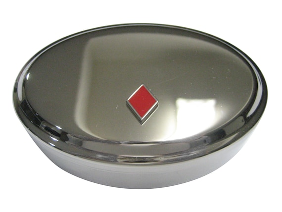 Playing Cards Red Diamond Suits Oval Trinket Jewelry Box | Etsy