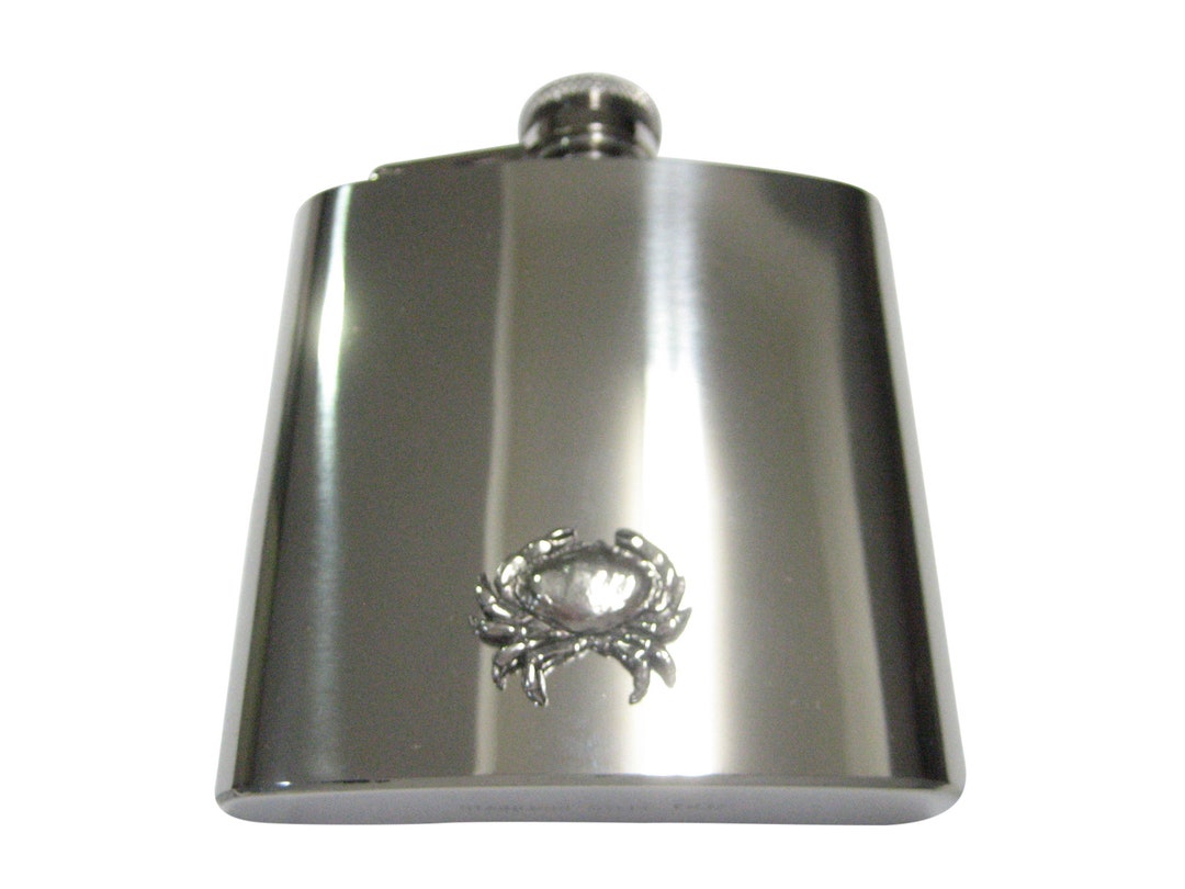 Silver Toned Detailed Crab 6 Oz. Stainless Steel Flask - Etsy
