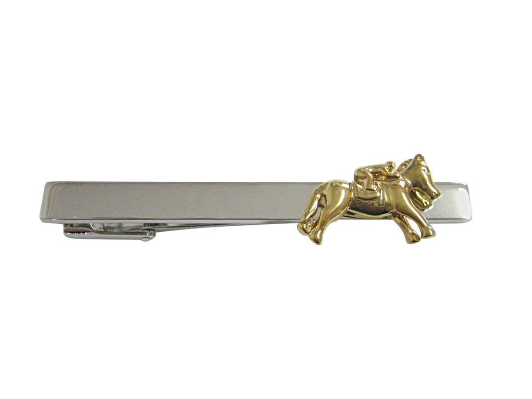 Gold Toned Horse Racing Jockey Square Tie Clip - Etsy