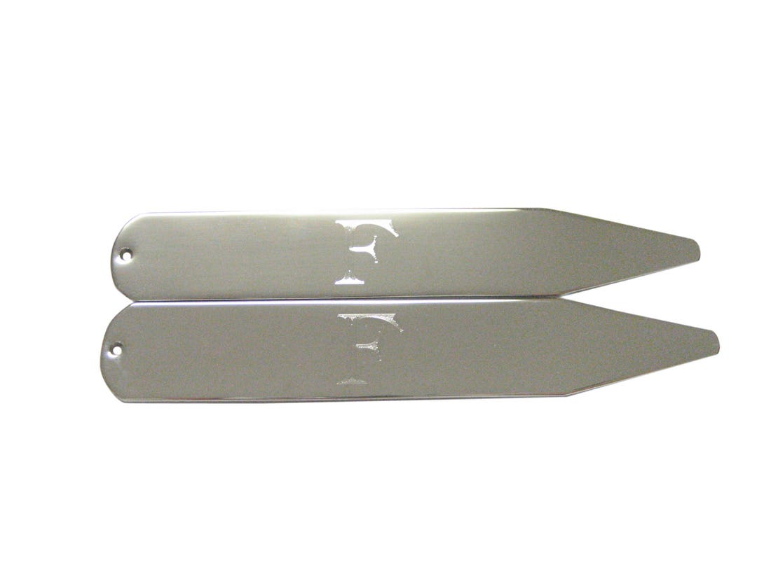 Silver Toned Etched Letter F Monogram Collar Stays - Etsy
