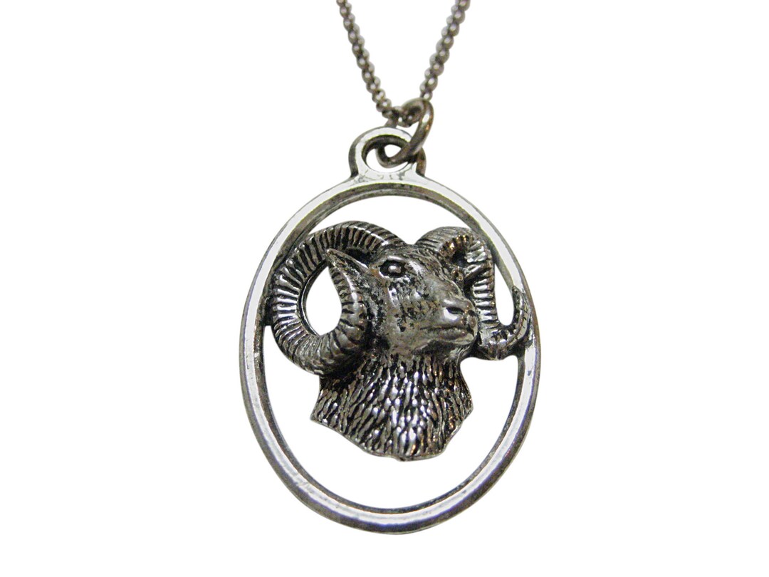 Ram Head Large Oval Pendant Necklace - Etsy