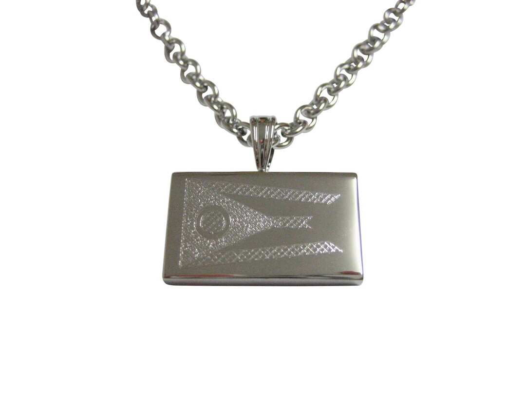 Silver Toned Etched Ohio State Flag Pendant Necklace - Etsy