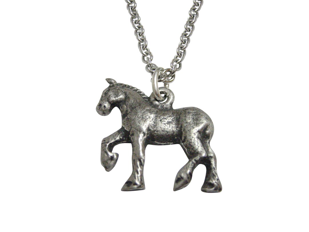 Silver Toned Prancing Textured Horse Pendant Necklace - Etsy
