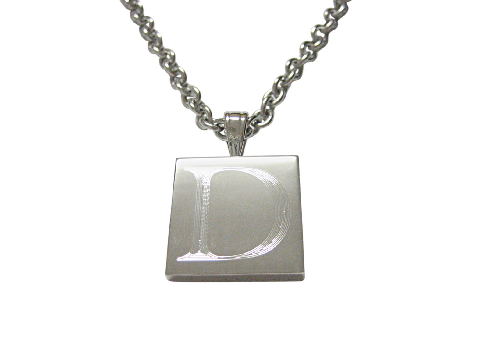Letter D Etched Monogram Pendant Necklace | Etsy